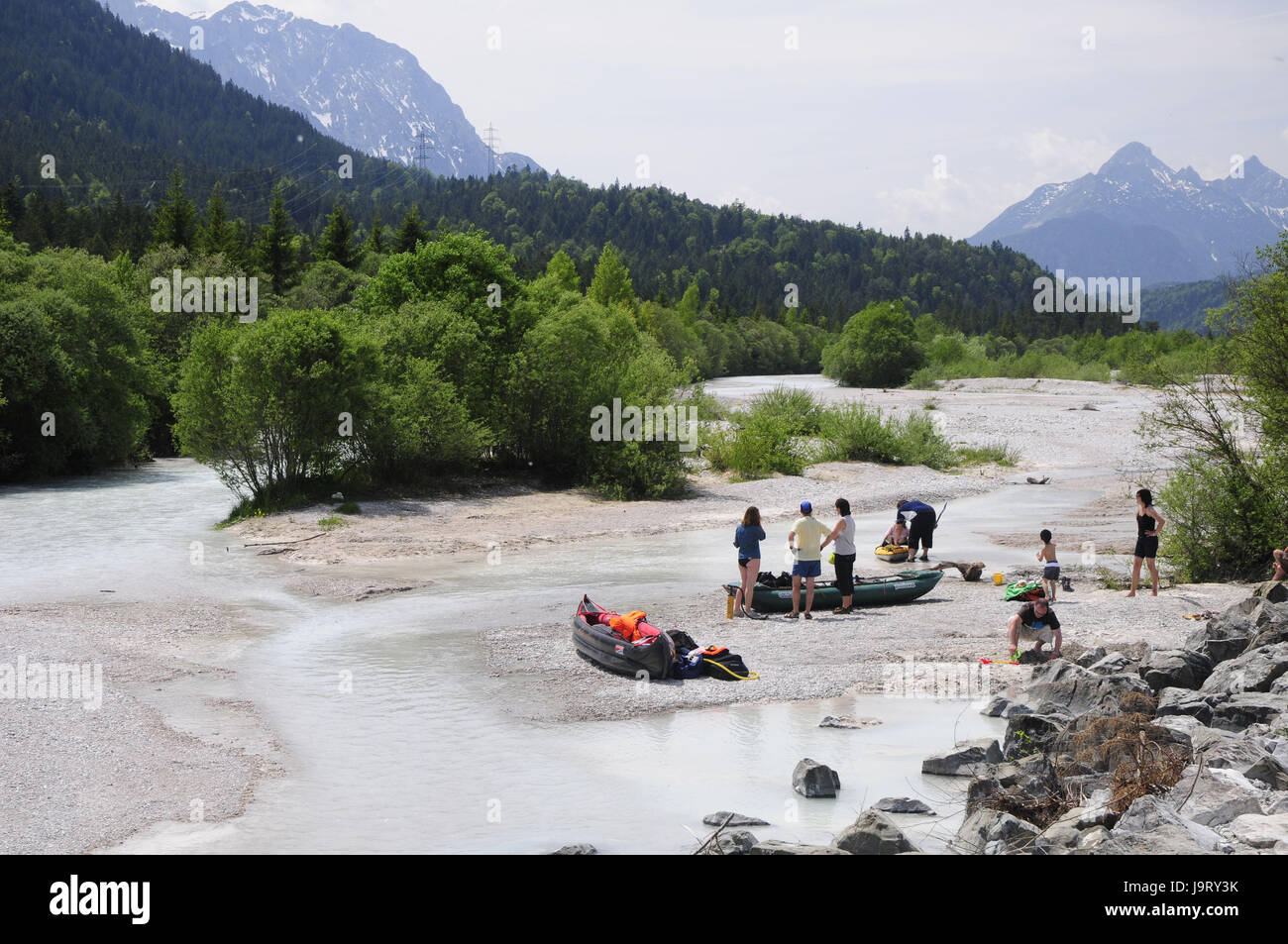 Germany,Bavaria,Werdenfels,the Isar,canoe driver Stock Photo - Alamy