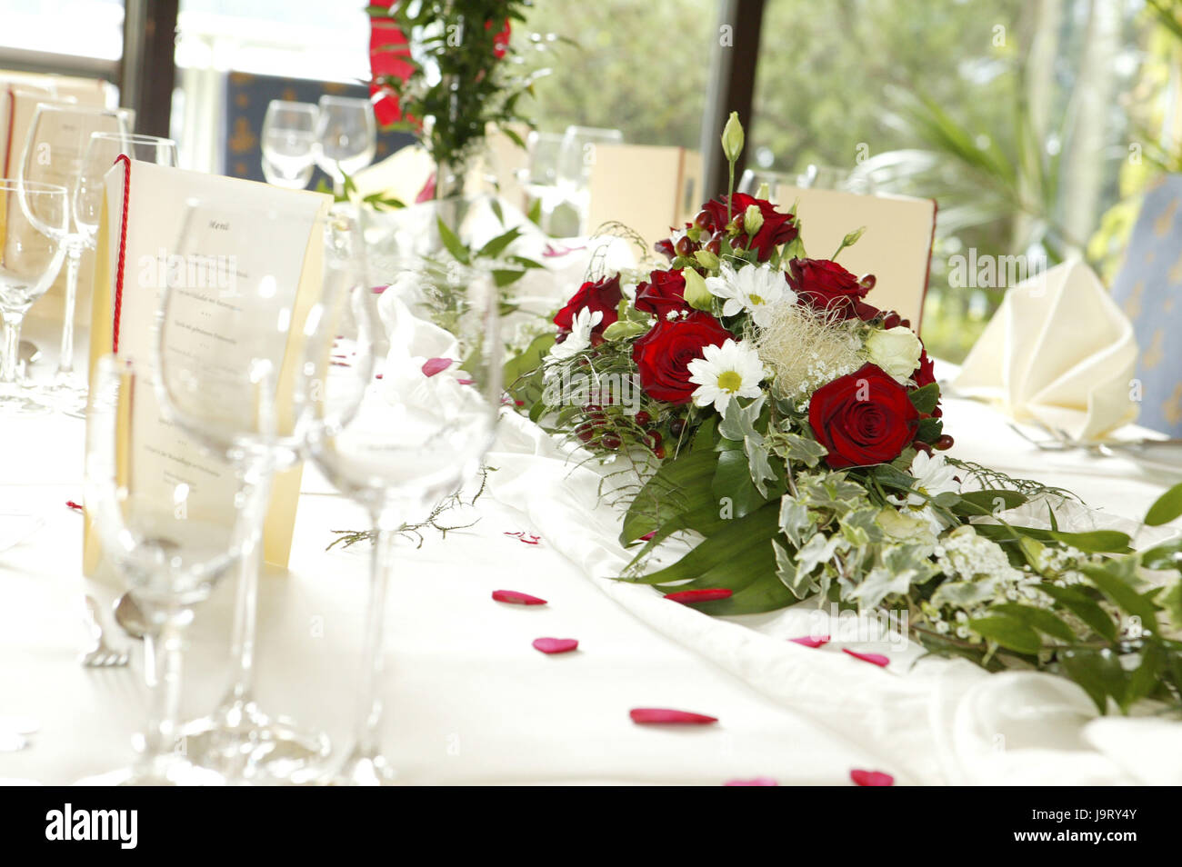 Wedding celebration,table appointments,flower arrangement Stock Photo ...