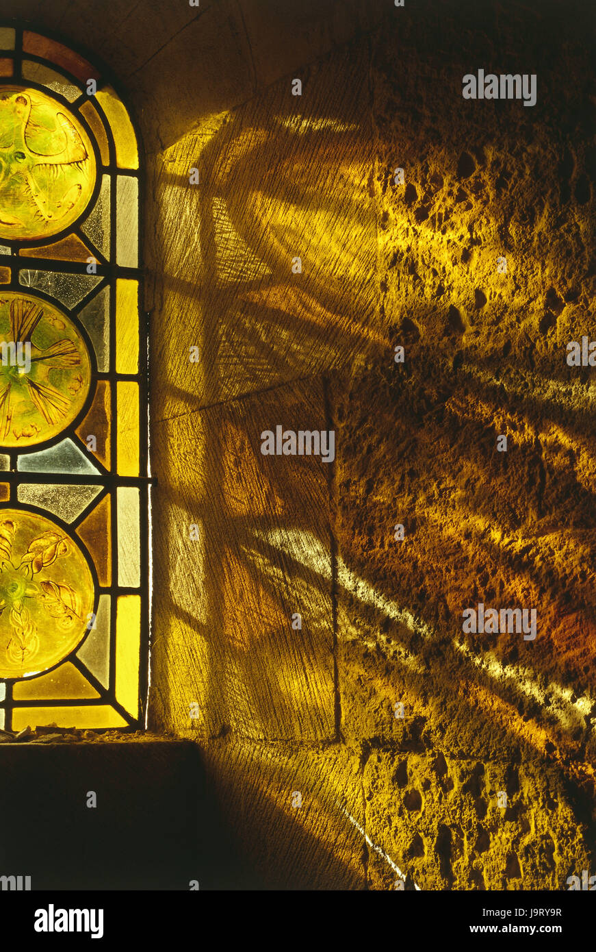 Church window,light,shade,defensive wall,detail,France,Provence,Arles ...