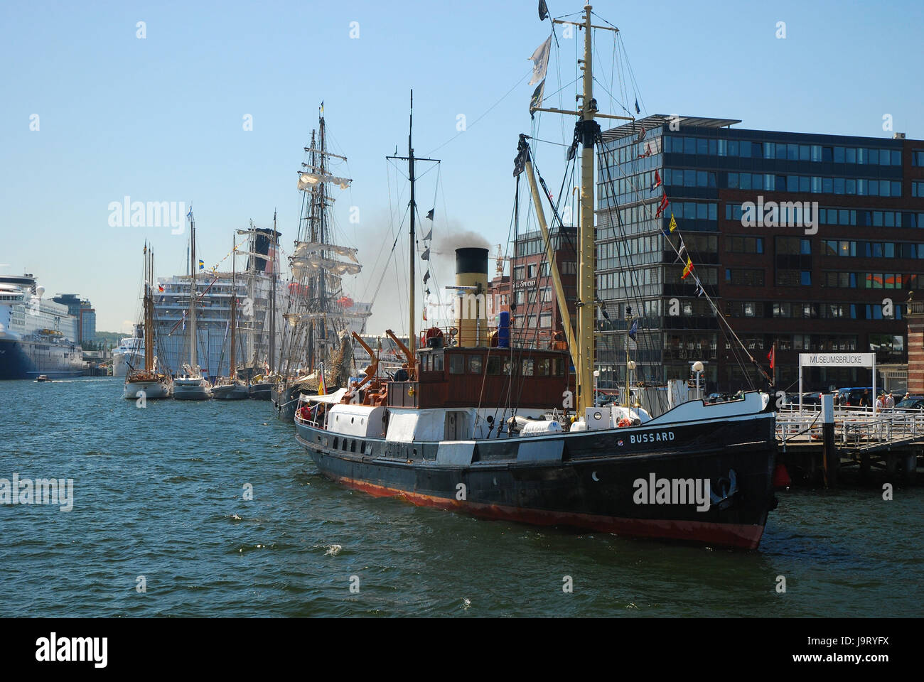Germany,Schleswig - Holstein,Kiel,town view,town harbour,quay,ships ...