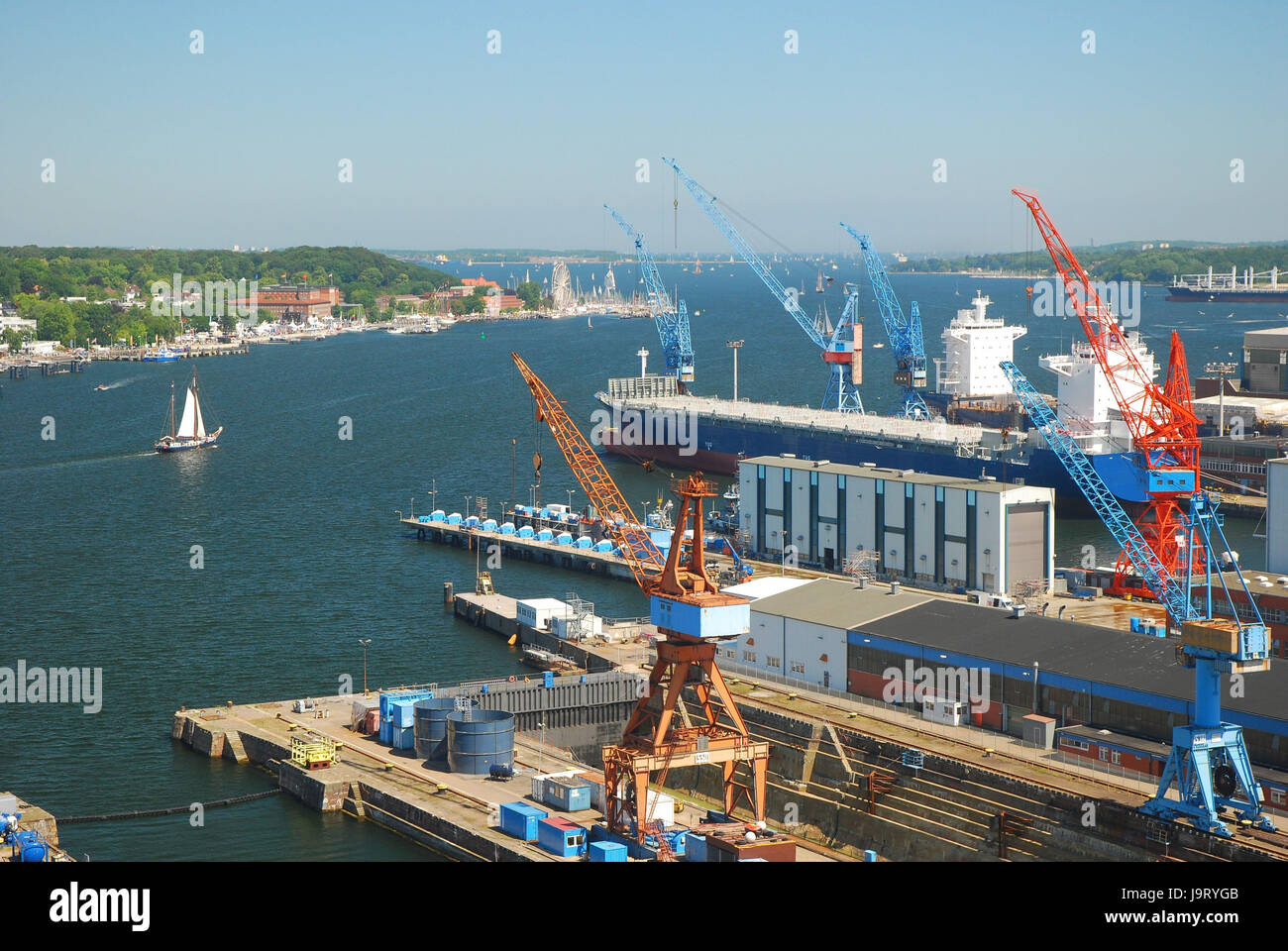 Germany,Schleswig - Holstein,Kiel,town harbour,HDW shipyard Stock Photo ...