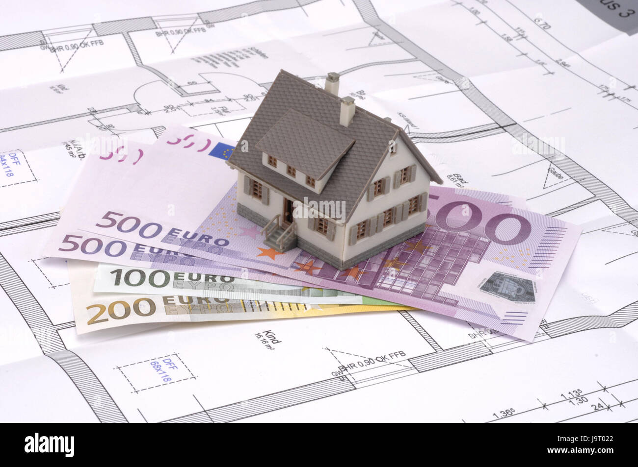 Icon,building of a house,planning,model house,money,euronotes ...