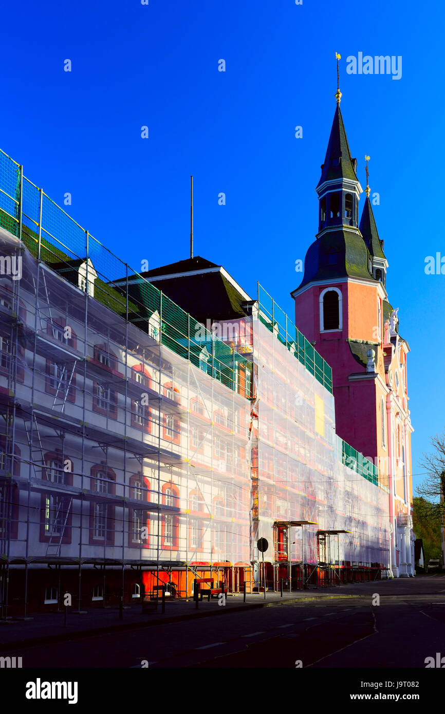 church, facade, blue, tower, church, window, porthole, dormer window ...