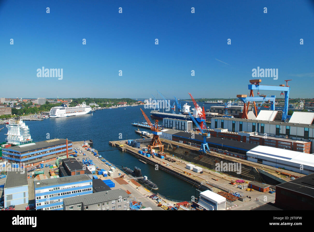 Germany,Schleswig - Holstein,Kiel,town harbour,HDW shipyard Stock Photo ...