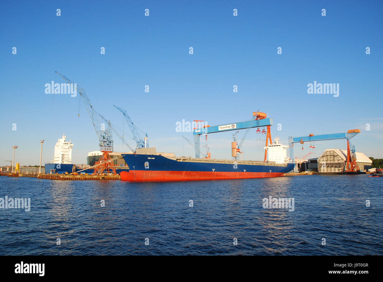 Germany,Schleswig - Holstein,Kiel,Förde,HDW shipyard,freighter Stock ...