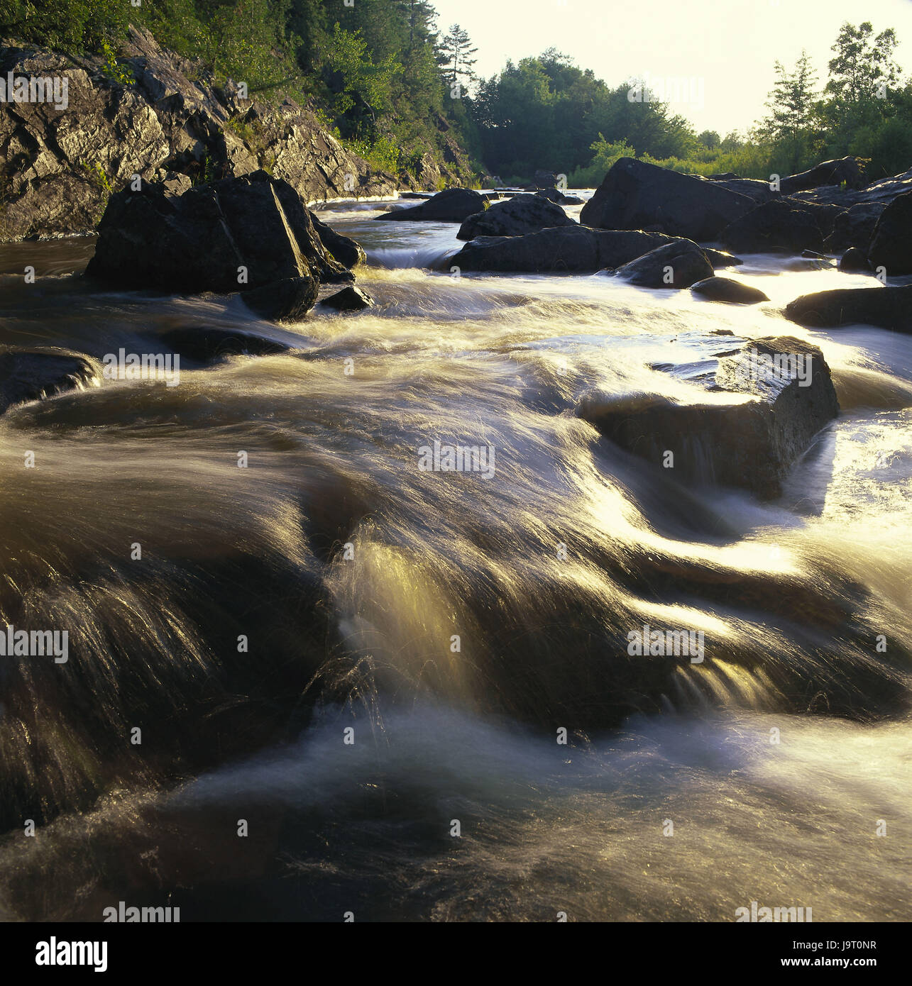 The USA,Minnesota,nature,river,evening light,motion blur,nobody ...