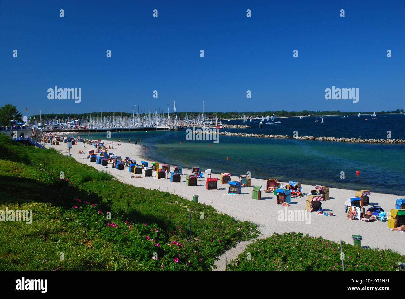 Germany,Schleswig - Holstein,Kiel,Schilksee,beach,view,harbour Stock ...