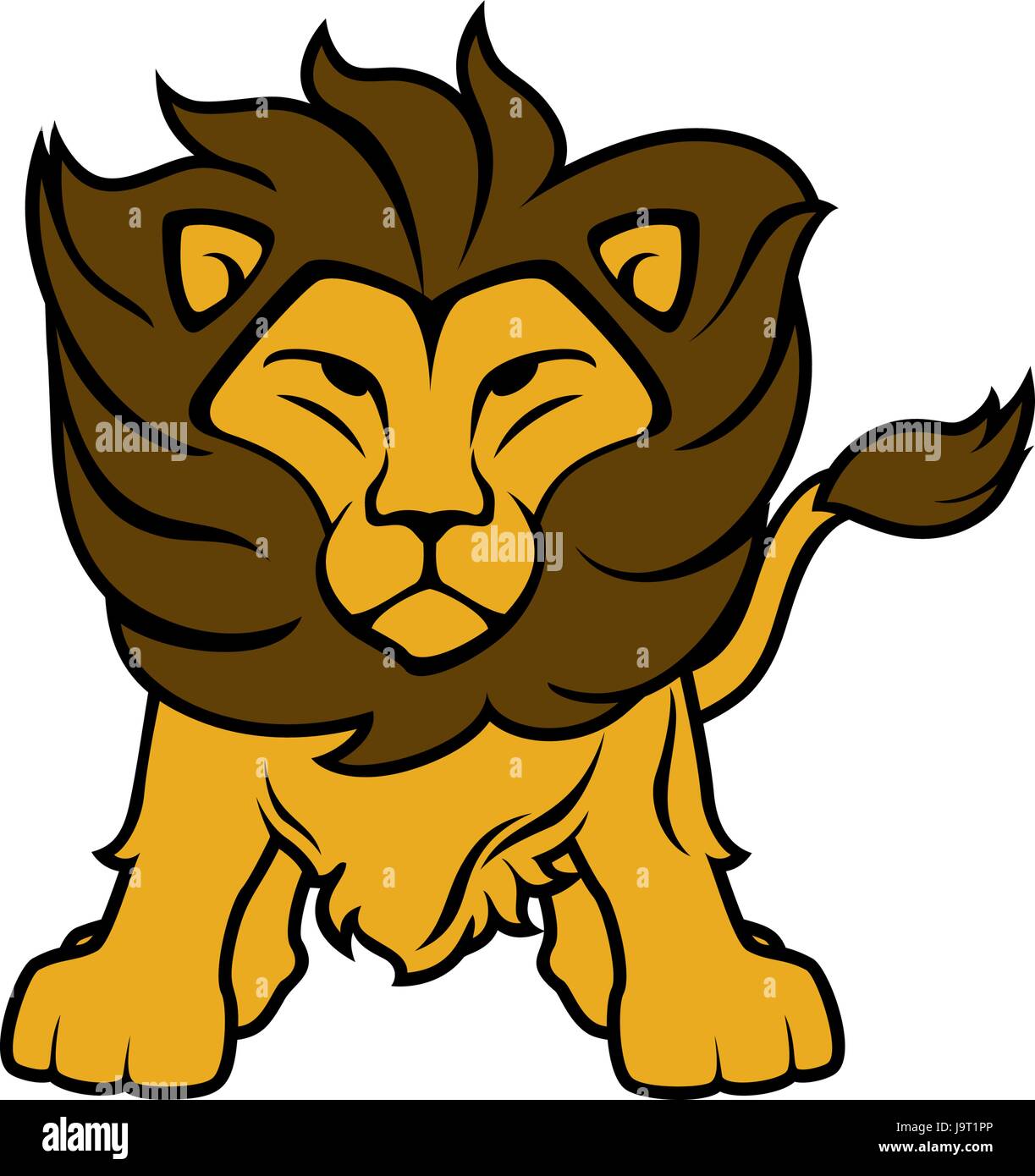 illustration of lion front view isolated on white background, in vector ...