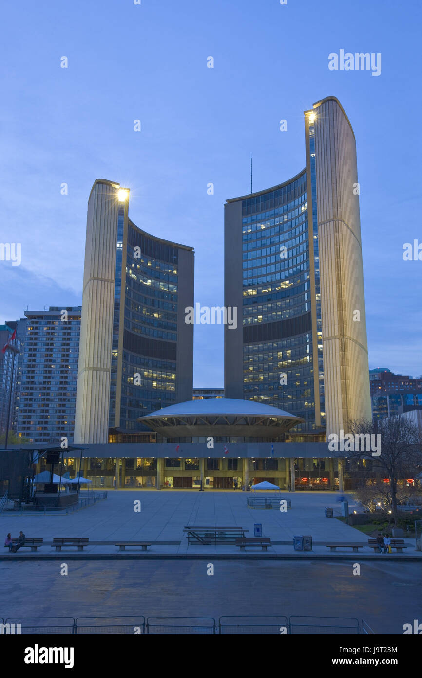 Canada,Ontario,Toronto,new city hall,Nathan Phillips Square,dusk,North ...