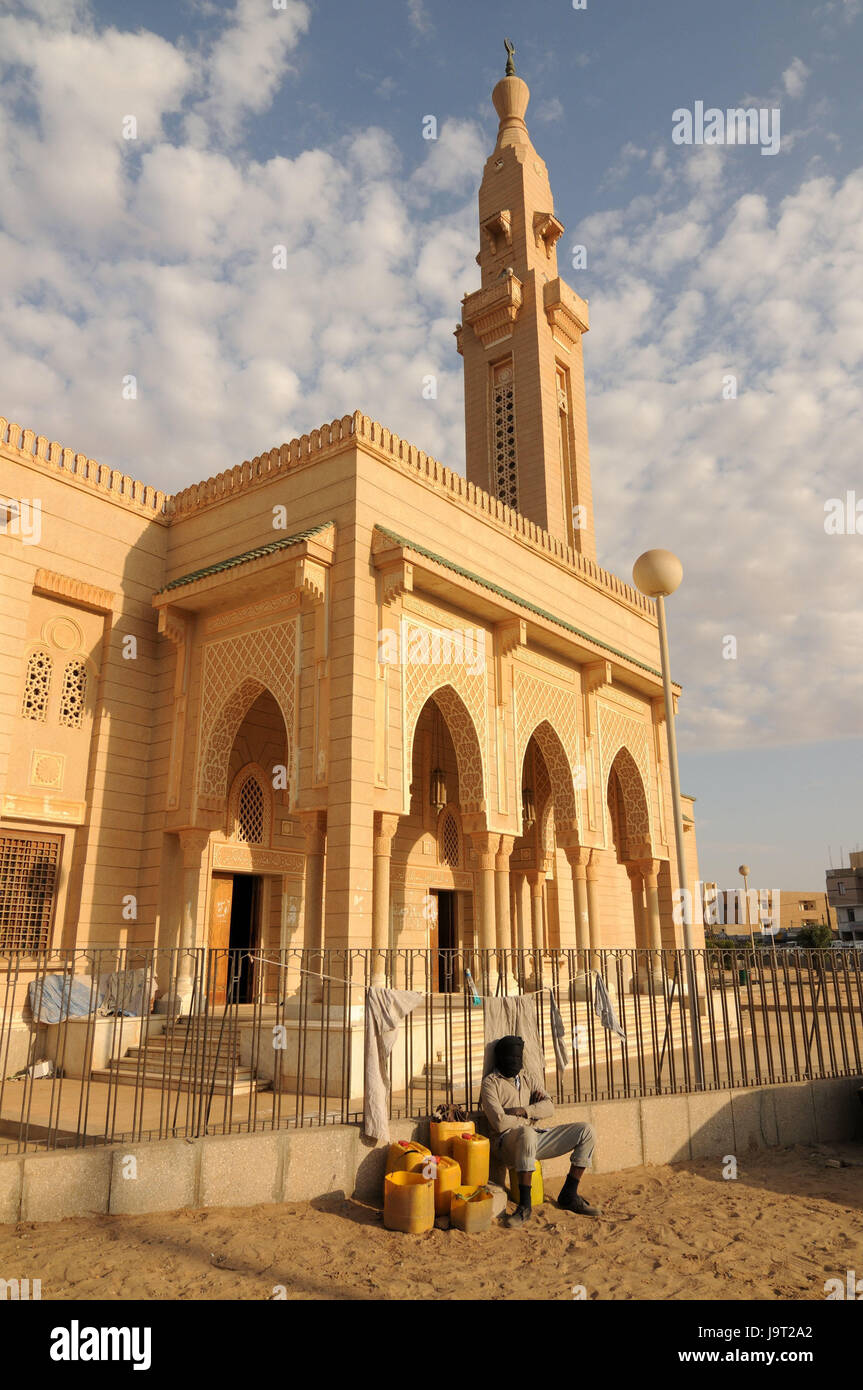 Mauritania,Nouakchott,big mosque,detail,fence,man,canister,no model ...