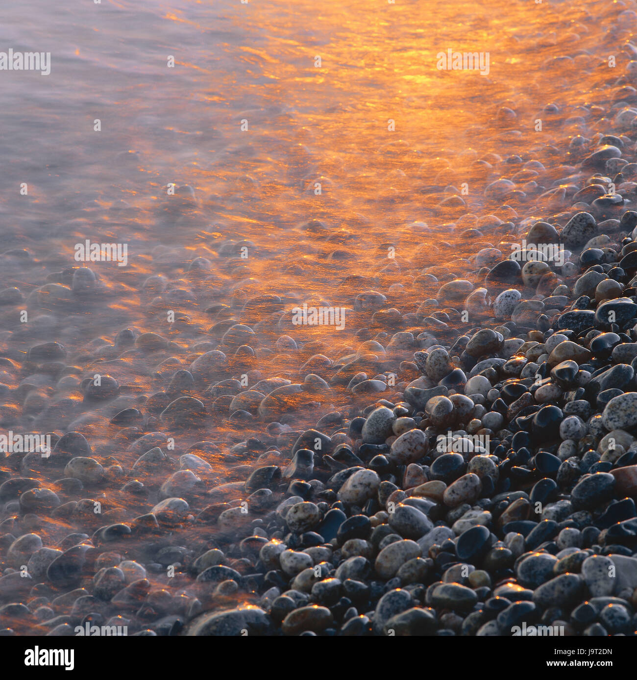 Beach,pebble,sea,water,mirroring,evening light,not freely for calendar ...