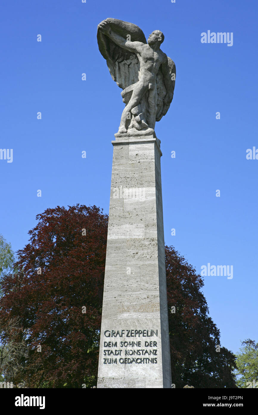 Germany,Constance in Lake of Constance,count Zeppelin,monument Stock ...