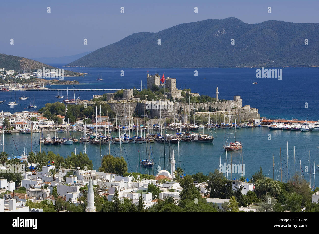Turkey,Bodrum,town view,harbour,ships,fort piece Peter,town,port,sea ...