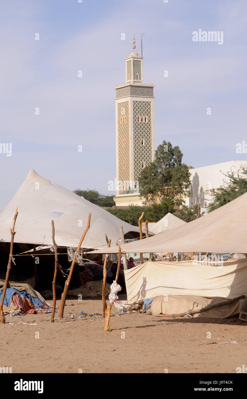 Mauritania,Nouakchott,mosque,market,tents,Africa,West Africa,town ...