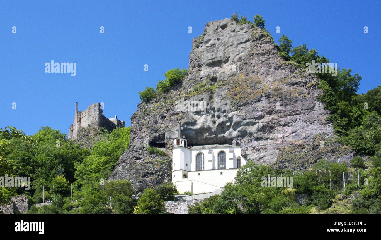Germany,Rhineland-Palatinate,Hunsrück,Idar-Oberstein,castle ruin upper ...