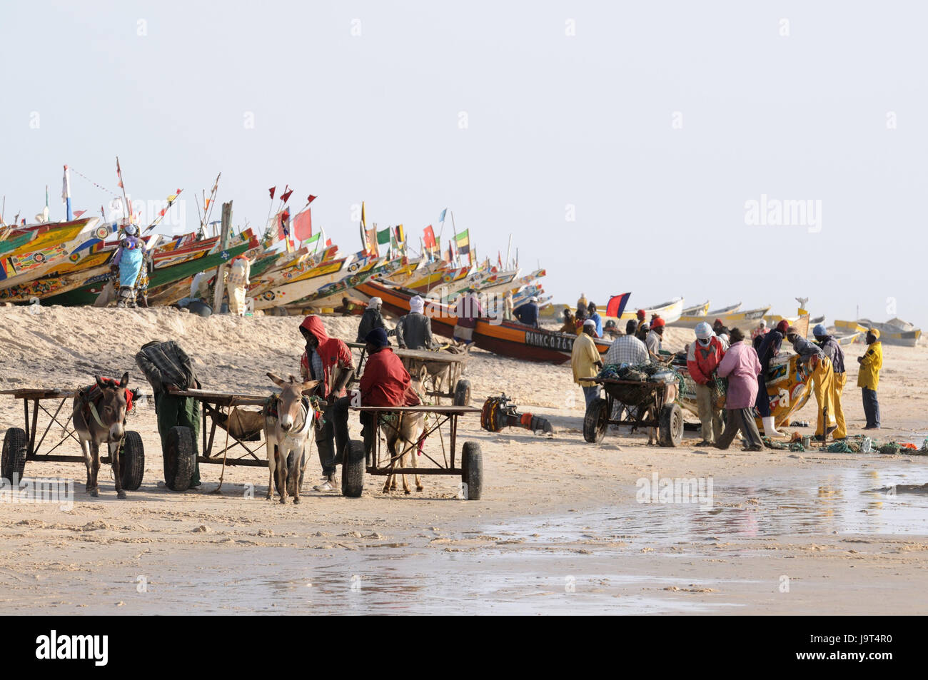 Mauritania,Nouakchott,harbour,beach,fishing boats,men,accrete,no model ...