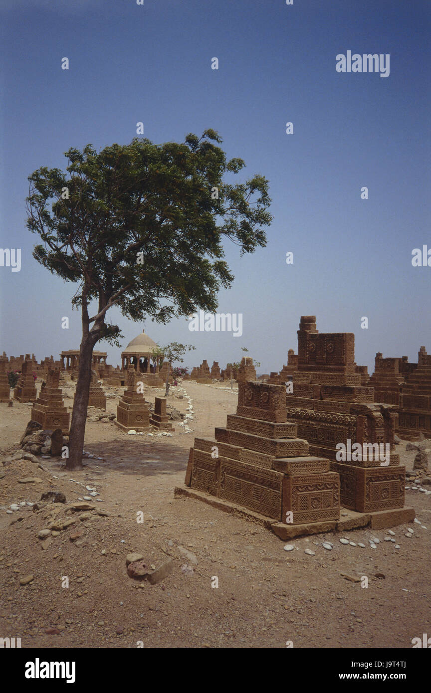Pakistan,province Being,desert,cemetery,sandstone tombs,tree,Asia,wild ...