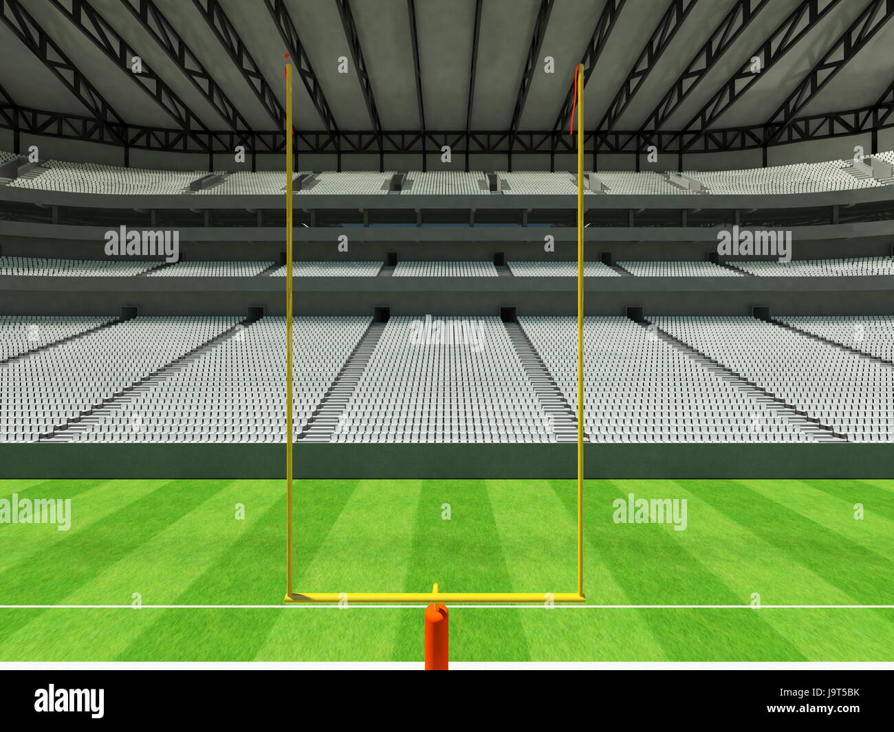 3D render of large American football stadium with white seats and VIP ...