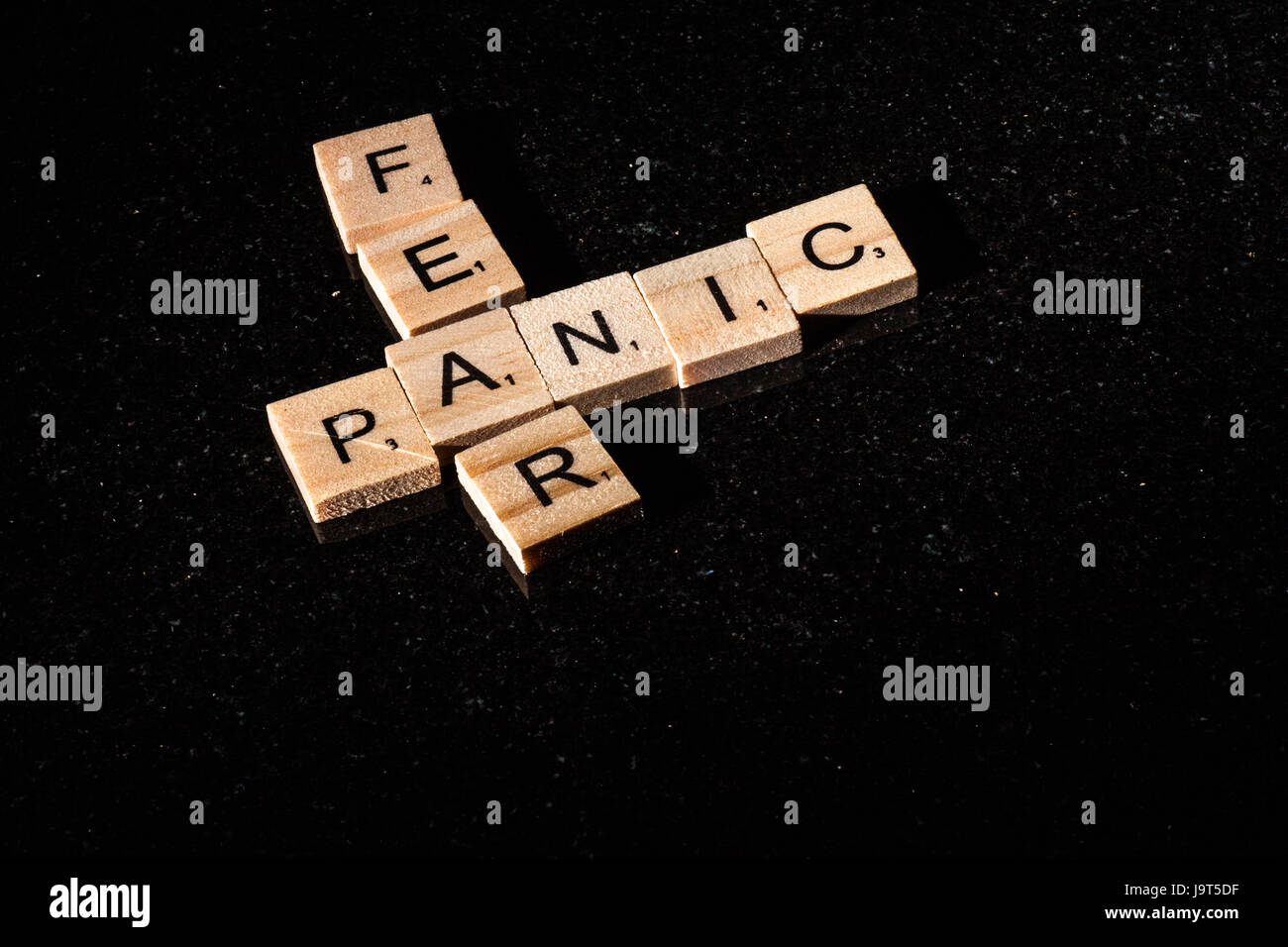 Scrabble Tiles Spelling Fear and Panic Stock Photo - Alamy