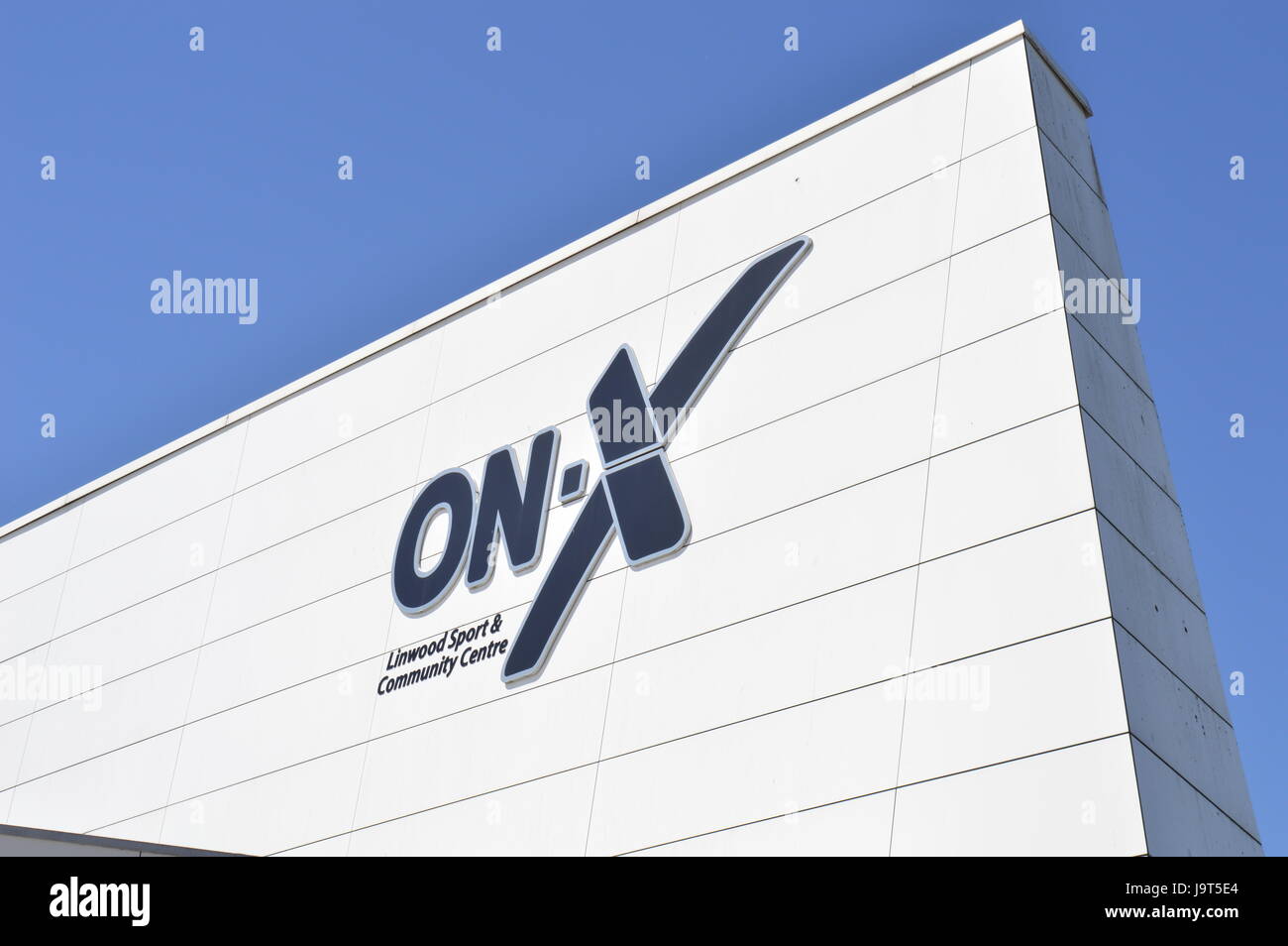 Close up photo of the On-X sports center located in Linwood Stock Photo ...