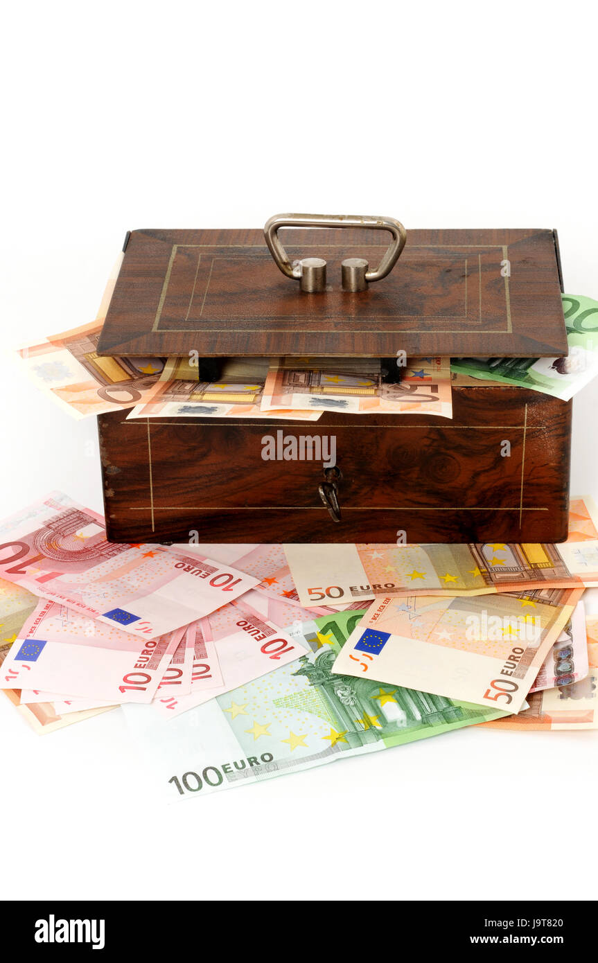 euro, bank notes, cash box, cassette, tape, sound carrier, close, macro ...