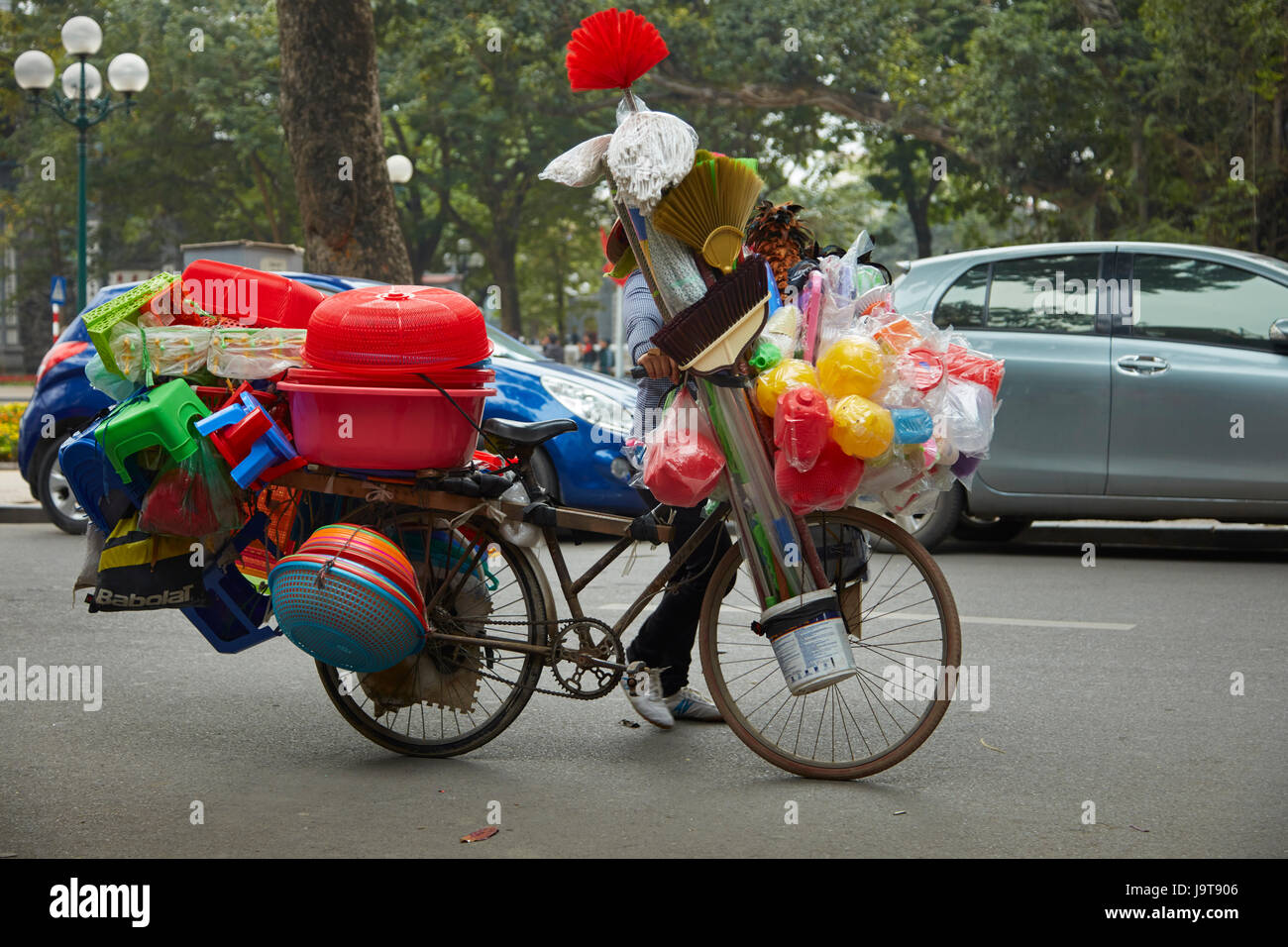 Street vendor selling plasticware, Old Quarter, Hanoi, Vietnam Stock ...