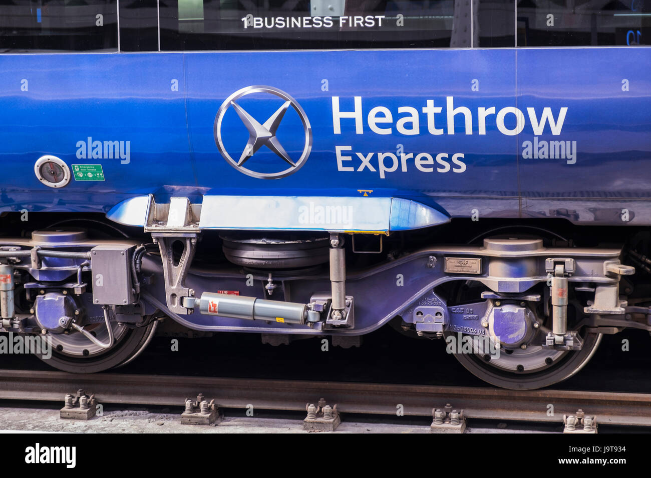 Heathrow Express train at Paddington Station, City of Westminster ...