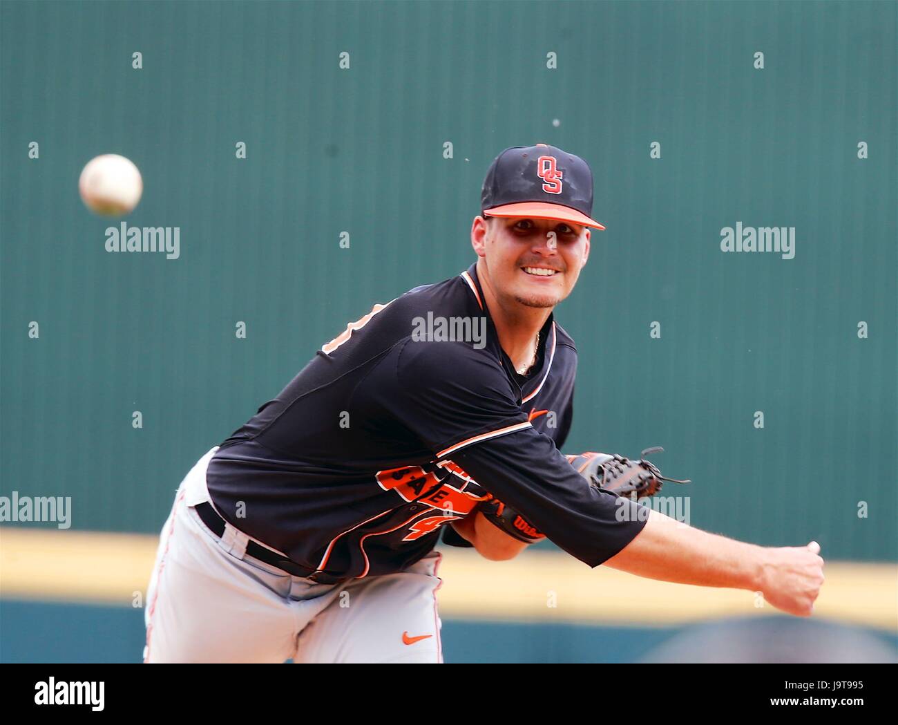 Jun 2, 2017: Cowboys pitcher Blake Battenfield #43 delivers a pitch ...
