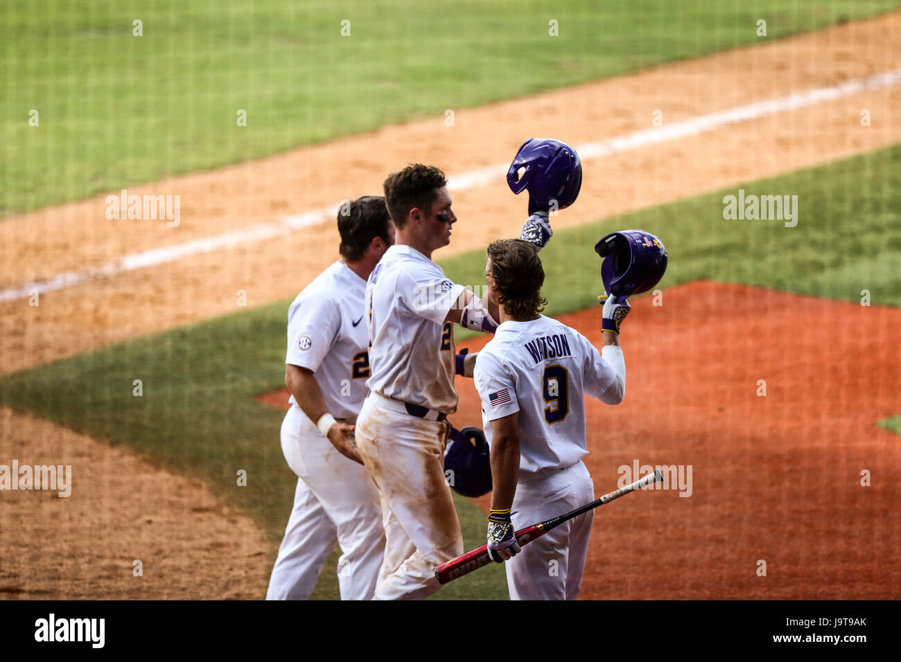 Baton Rouge, LA, USA. 02nd June, 2017. LSU catcher Michael Papierski (2 ...