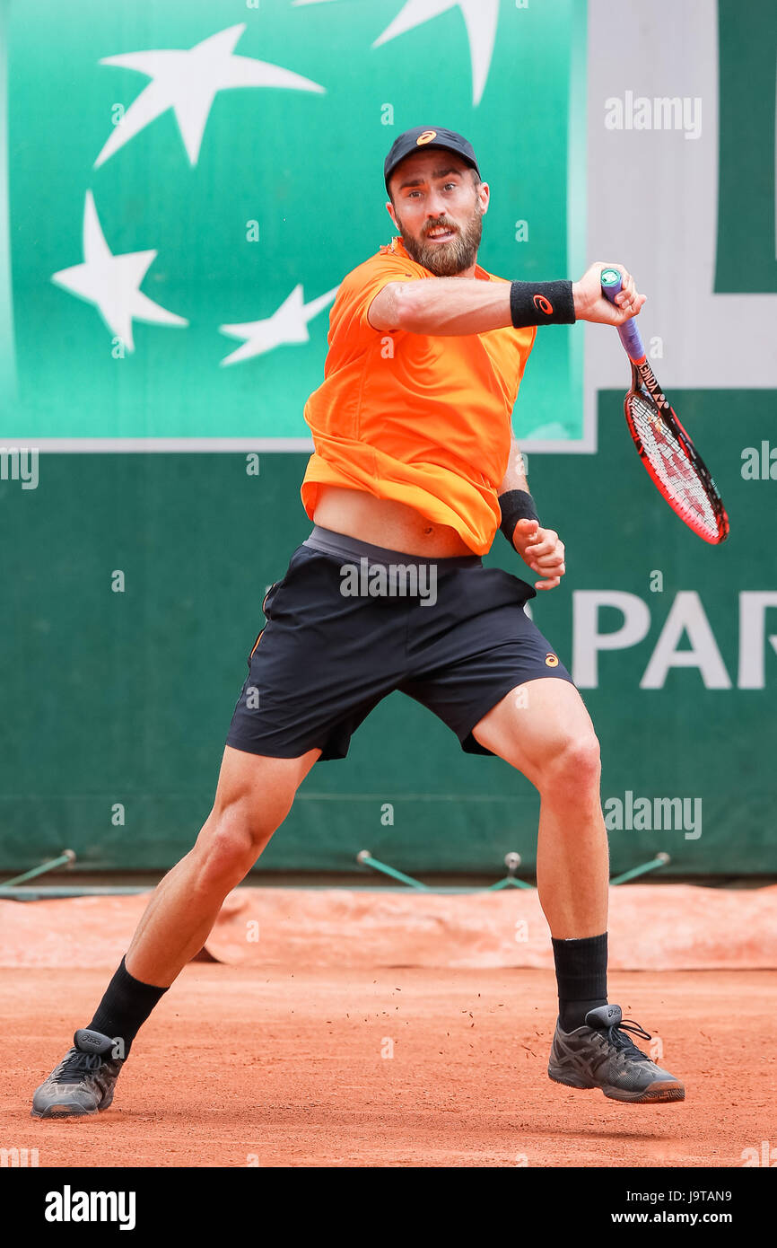Paris, France. 2nd June, 2017. Steve Johnson (USA) Tennis : Steve ...