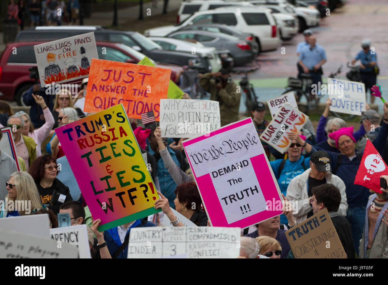 Philadelphia, USA. 3rd June, 2017. Demonstrators rally in Center City ...