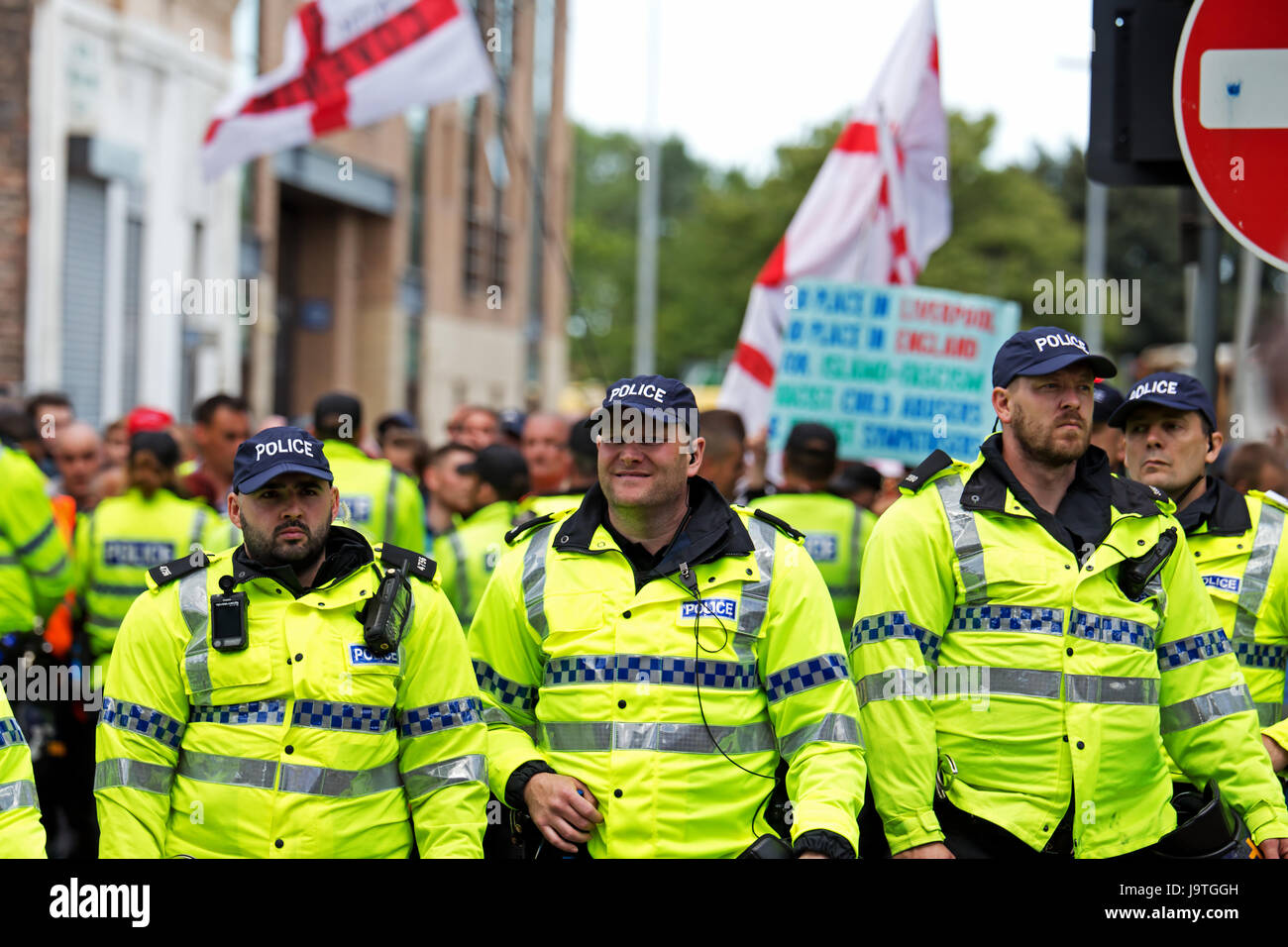 Liverpool UK, 3rd June 2017. EDL supporters and Anti- Fascist ...