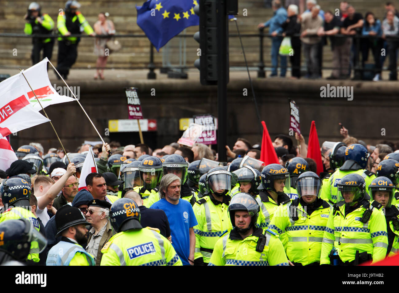 Liverpool UK, 3rd June 2017. EDL supporters and Anti- Fascist ...