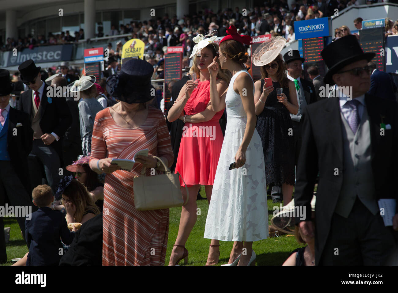 Epsom, Surrey, UK. 3rd June, 2017. Racegoers dressed up for The Derby ...