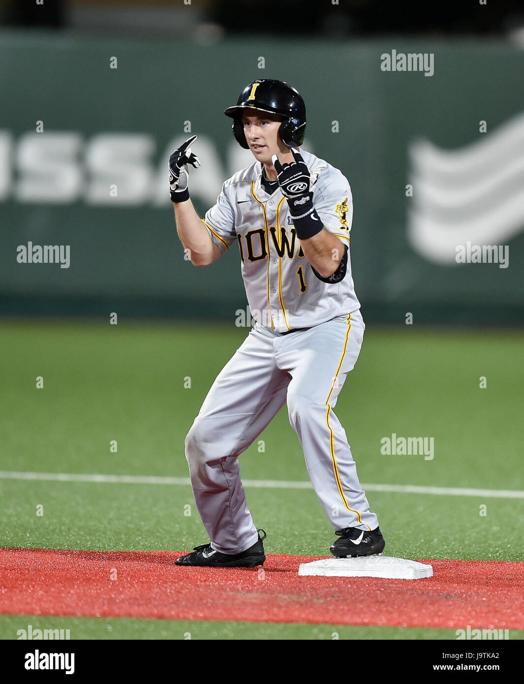 Houston, Texas, USA. 02nd June, 2017. Iowa infielder Mason McCoy (1) on ...