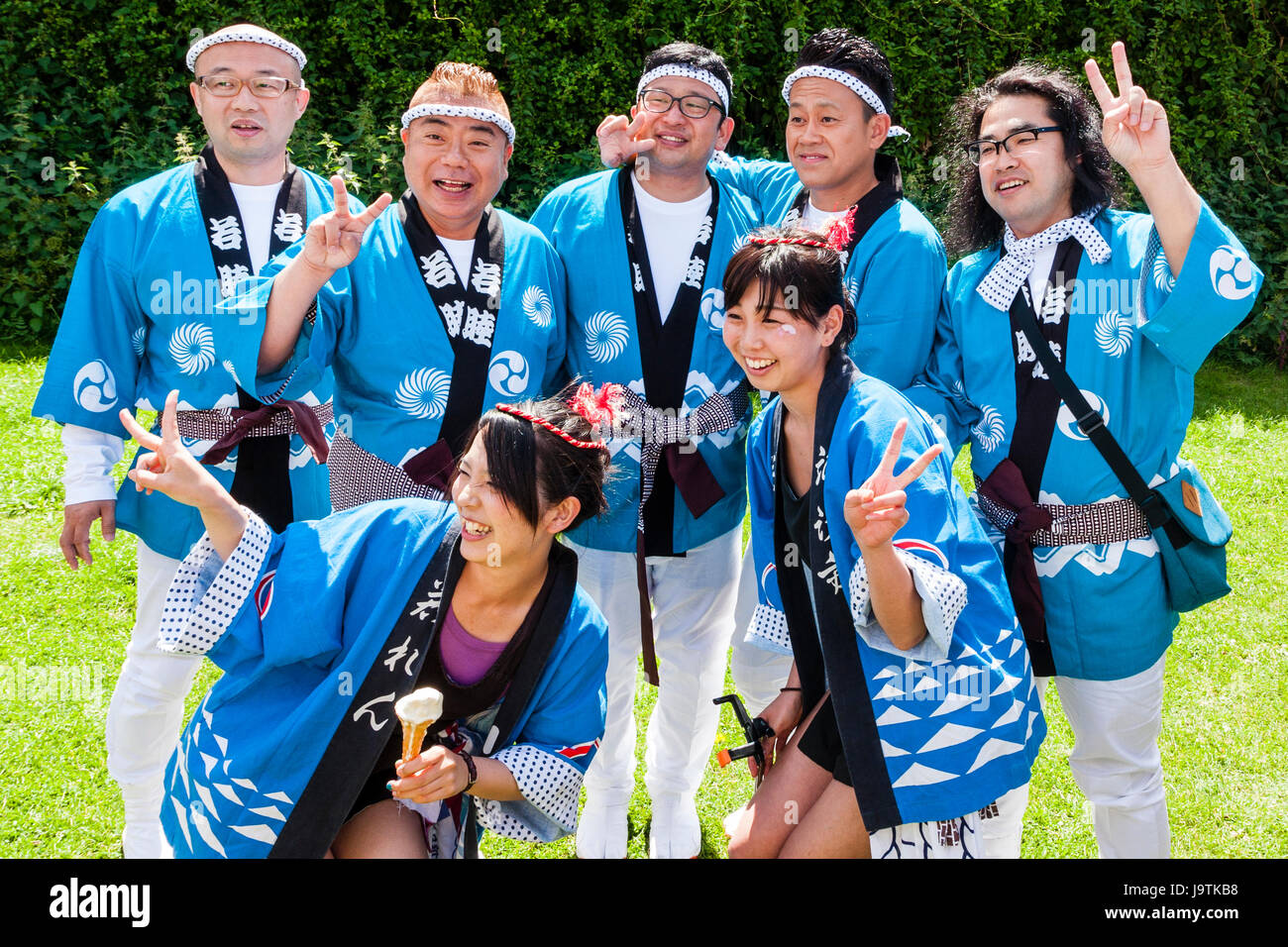 England, Coxheath. World custard pie championship. Japanese team ITTE Q ...