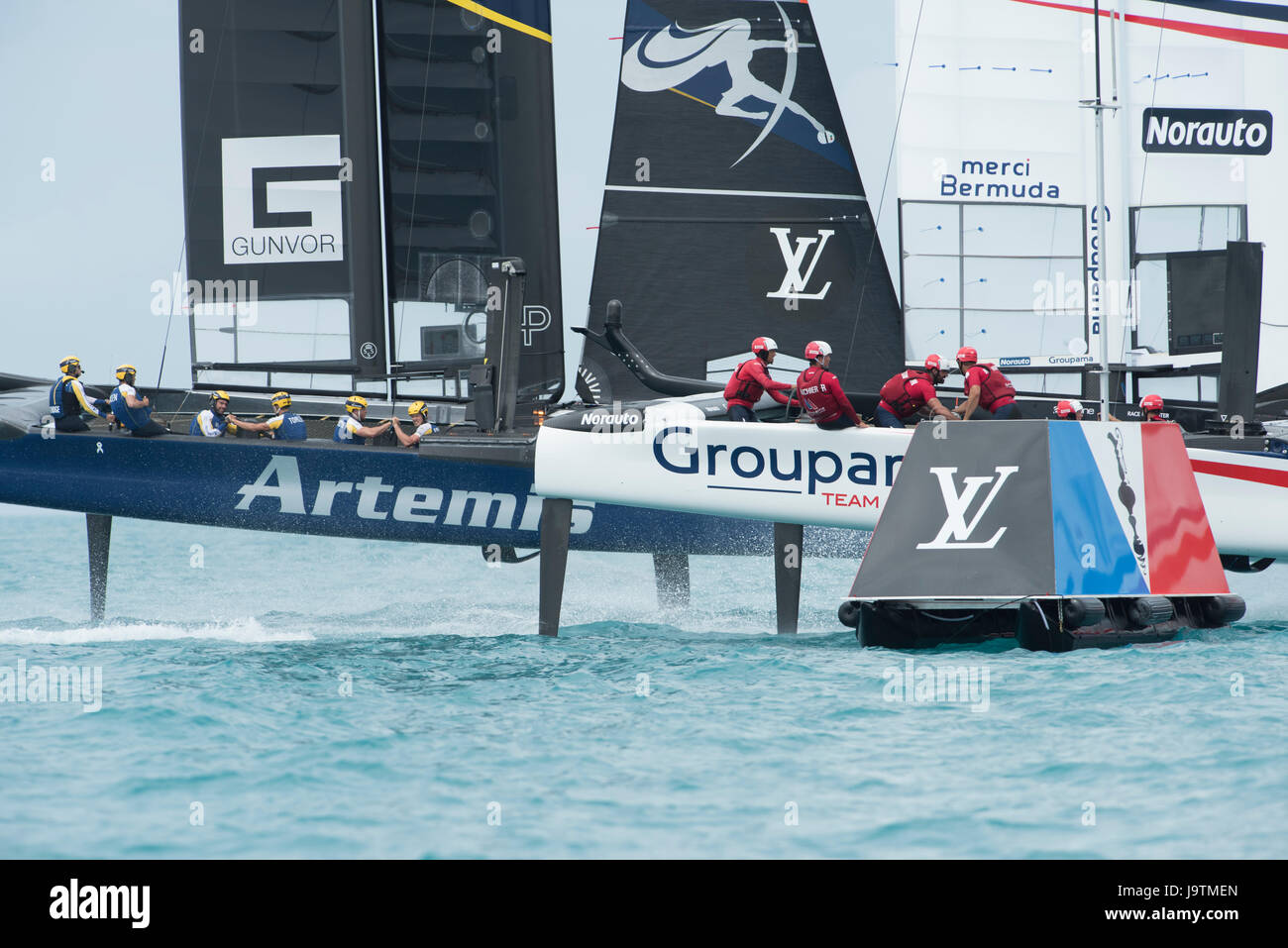 The Great Sound, Bermuda. 3rd June 2017. Artemis Racing (SWE) and ...
