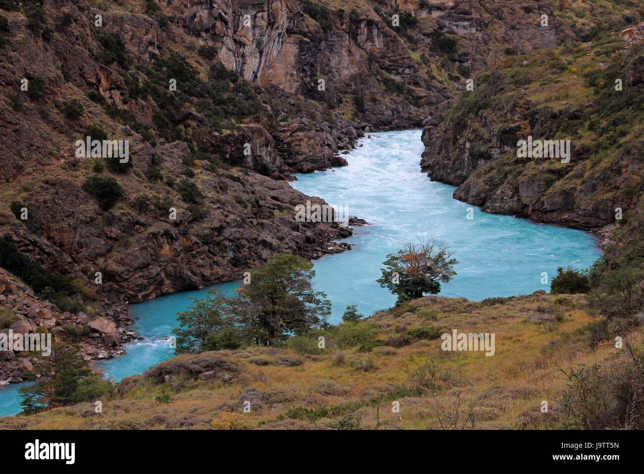 Beautiful blue Baker river, Carretera Austral, Patagonia, Chile Stock ...
