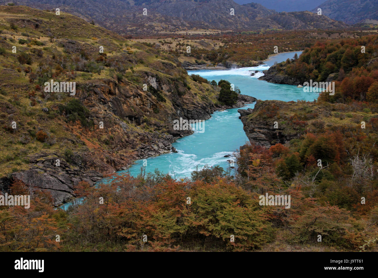 Beautiful blue Baker river, Carretera Austral, Patagonia, Chile Stock ...