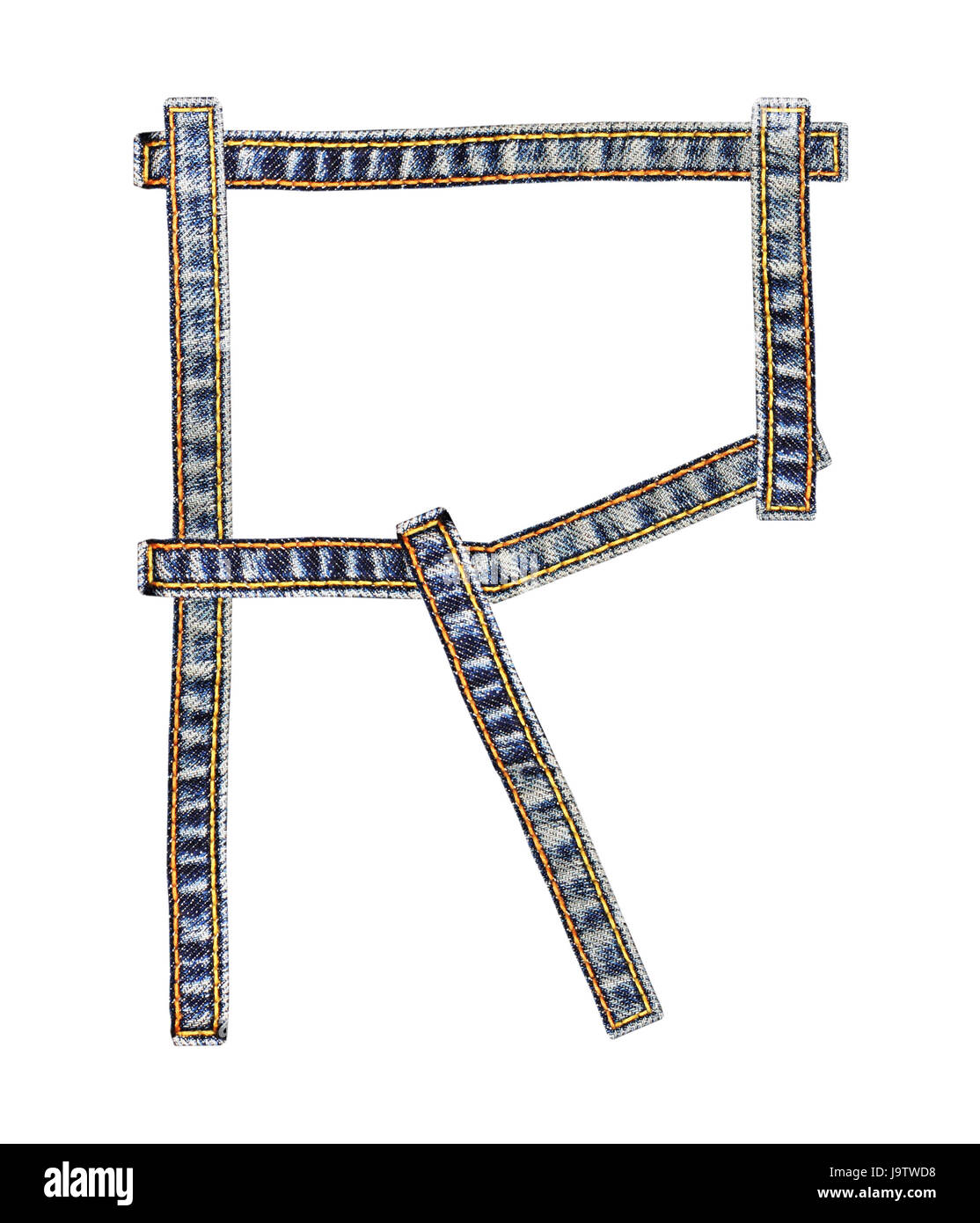 Letter of jeans alphabet R isolated on white background Stock Photo - Alamy