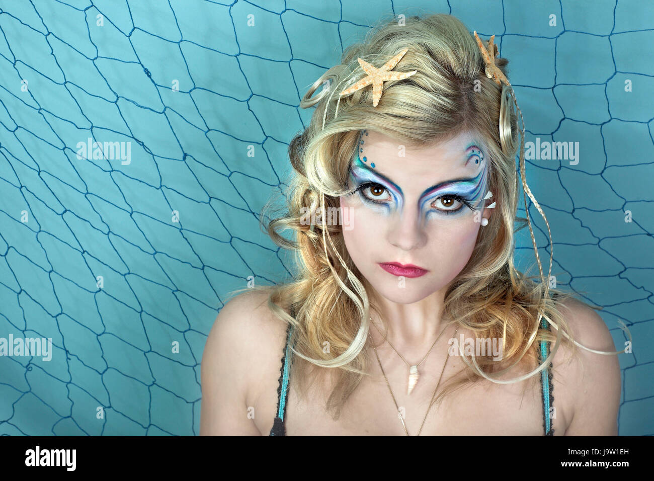 woman, net, long hairs, mermaid, young, younger, photo model, model ...