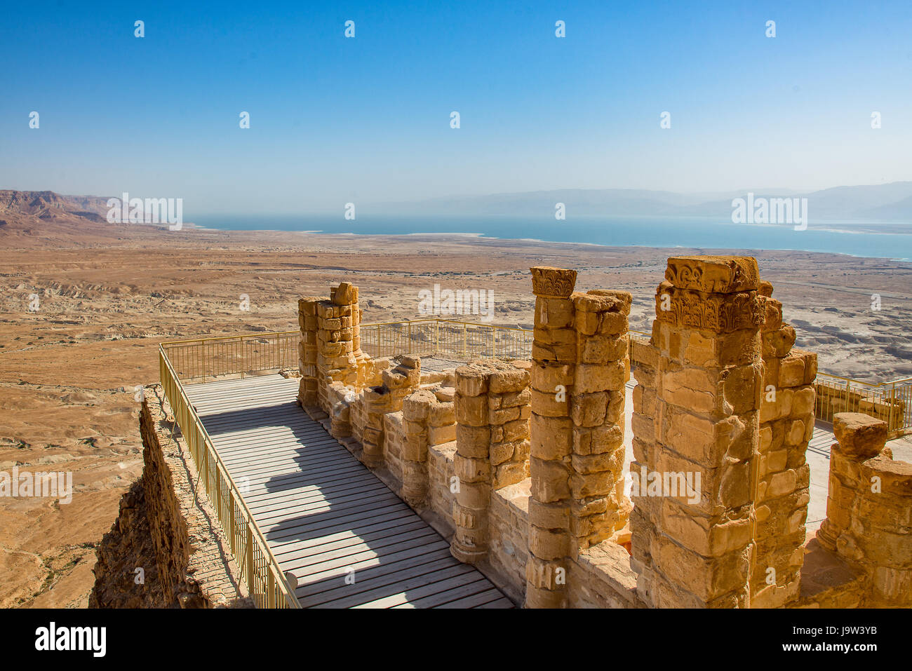 Balcony in the Masada ruins near the Dead Sea in Israel in spring Stock ...
