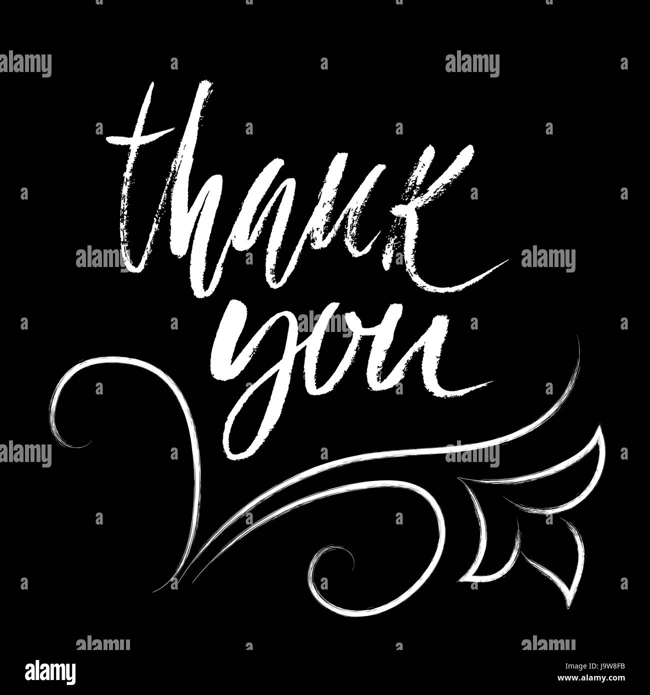 Thank You handwritten inscription. Hand drawn modern dry brush ...