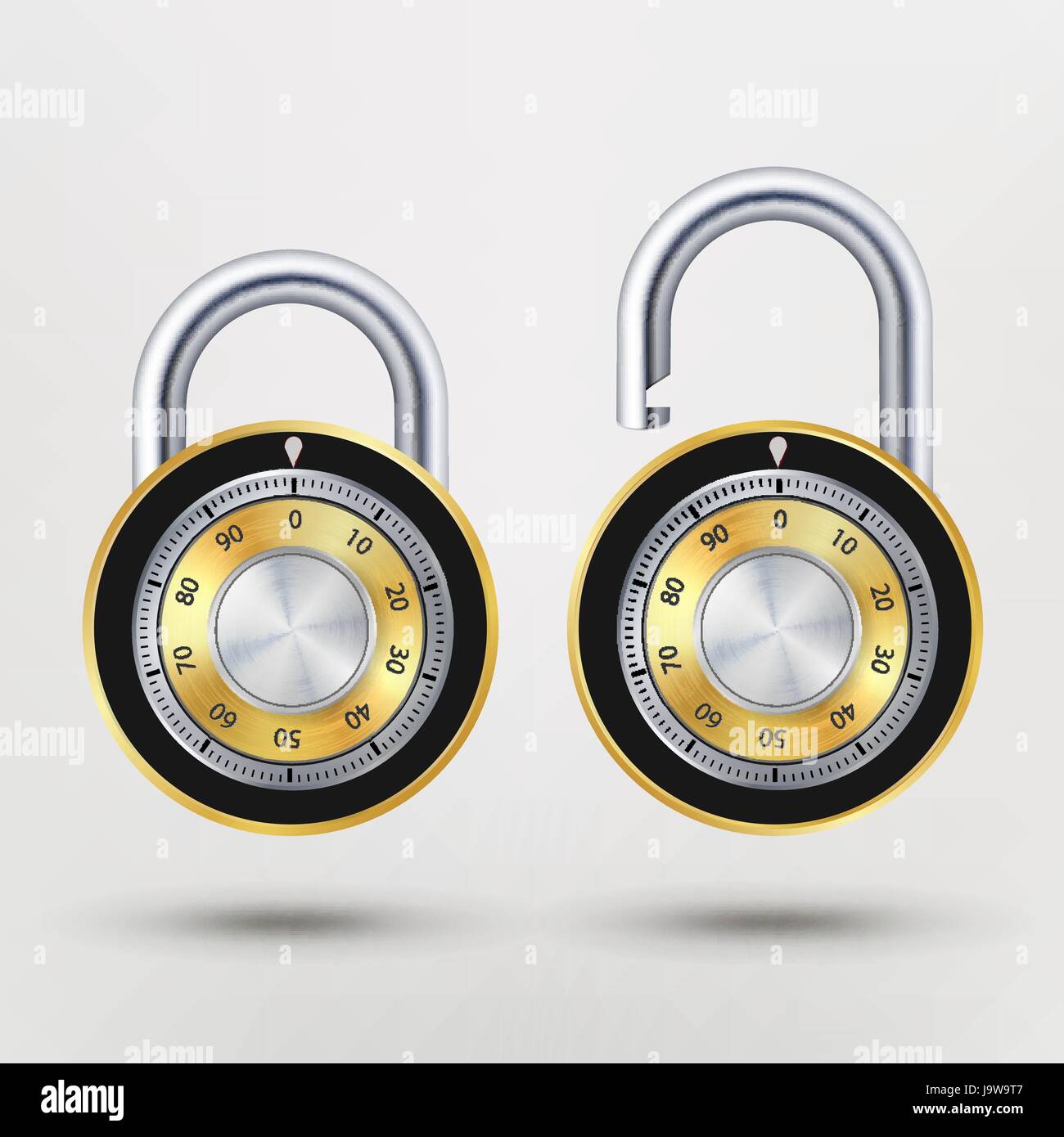 Combination Lock, Realistic Metal Vector Illustration. Safe Stock ...