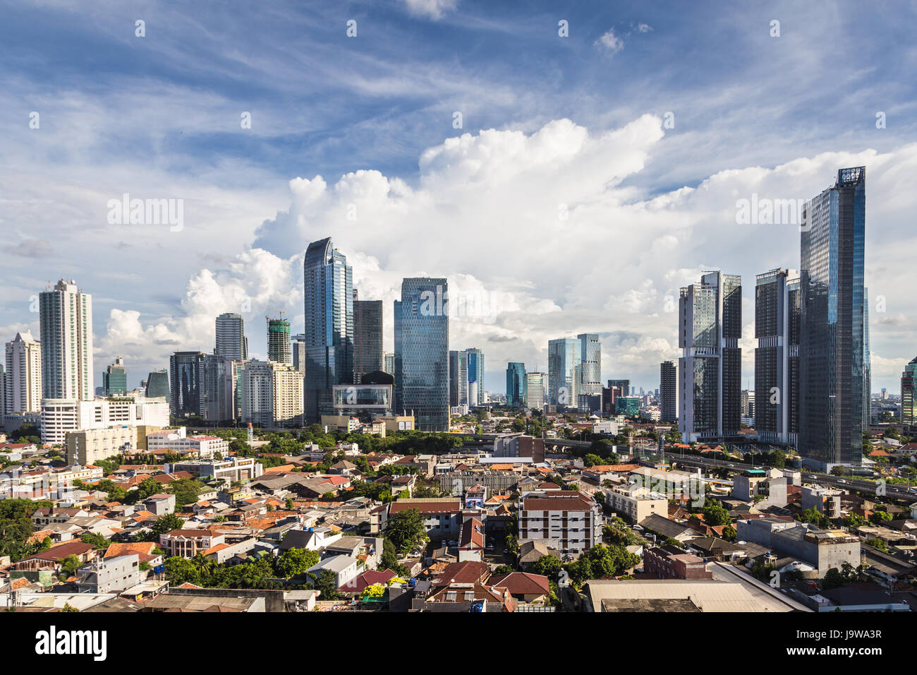 Aerial view of office buildings in the South Central Business district of Jakarta in Indonesia ...