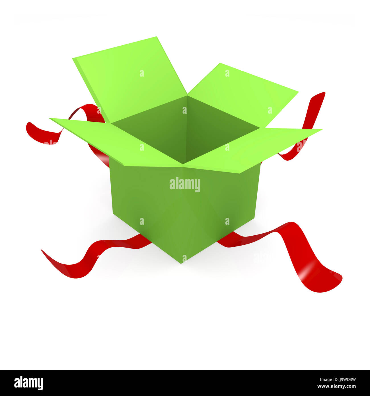 open gift box with a red ribbon Stock Photo - Alamy