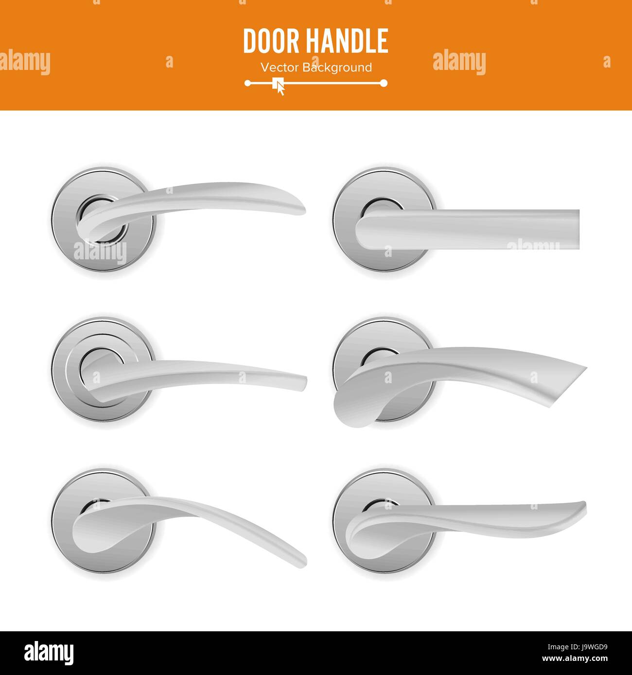 Door Handle Vector. Set Realistic Classic Element Isolated On White ...
