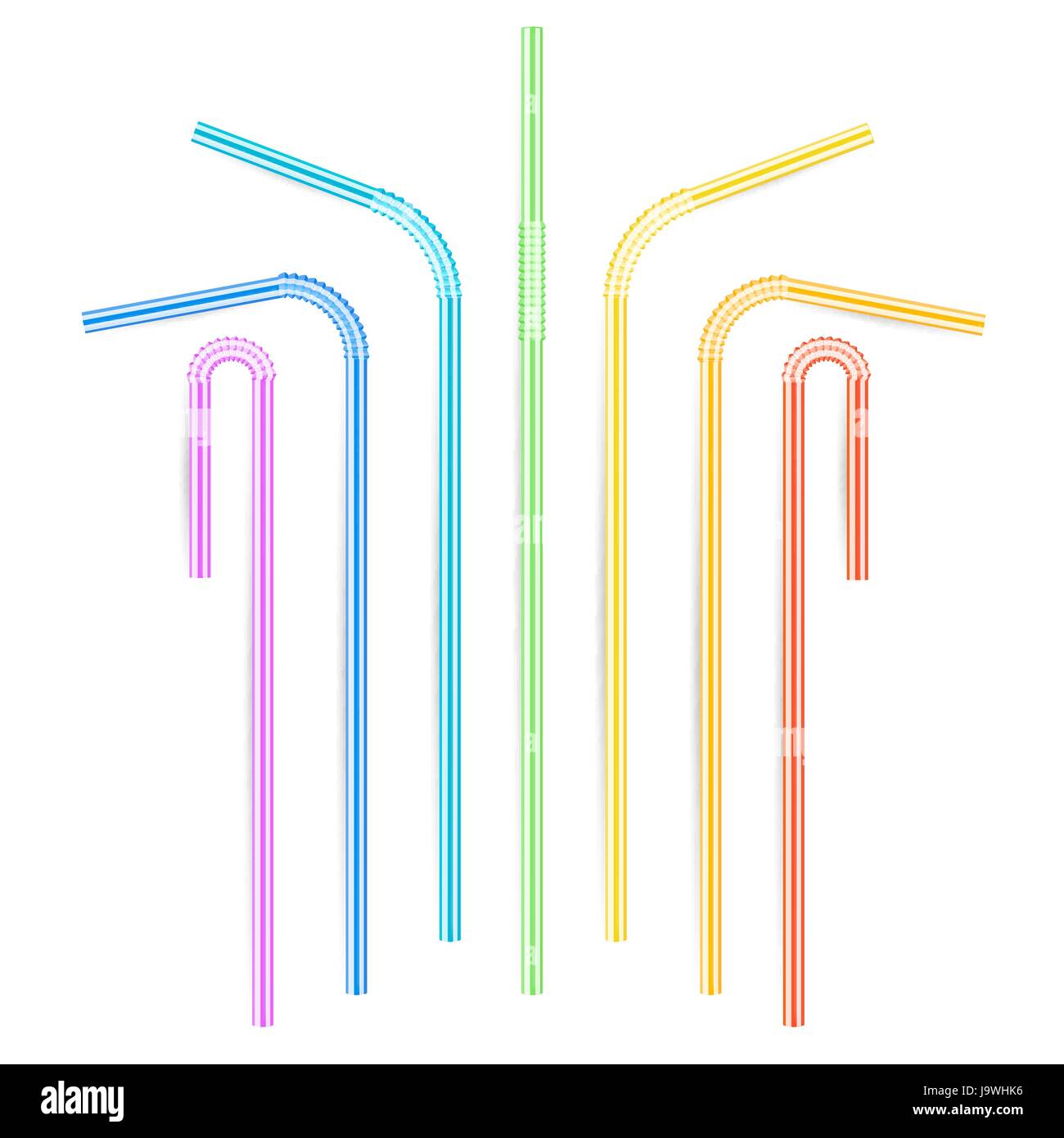 Drinking Straws Vector. Set Of 3D Striped Icon Isolated In White ...