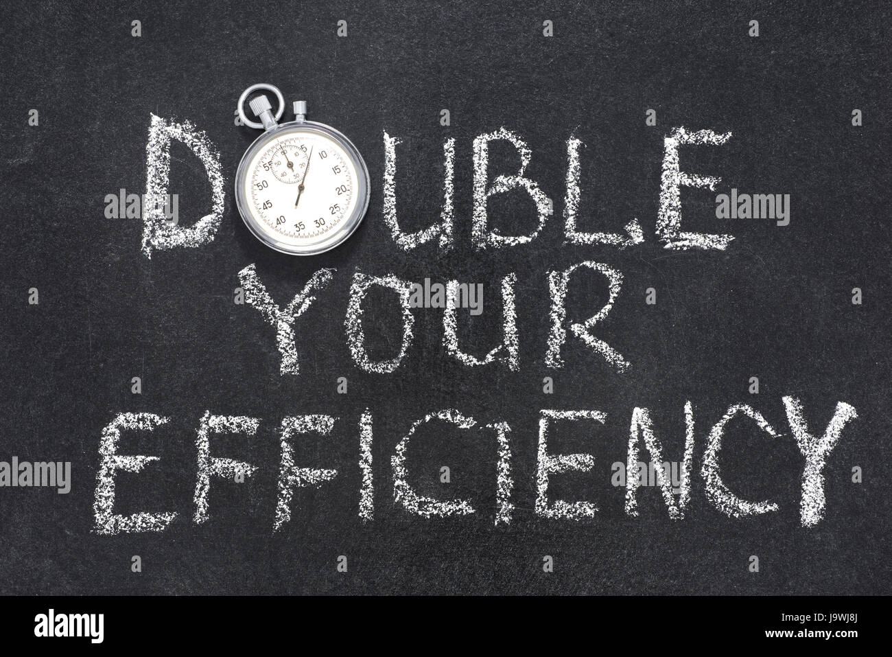 double your efficiency phrase handwritten on chalkboard with vintage ...