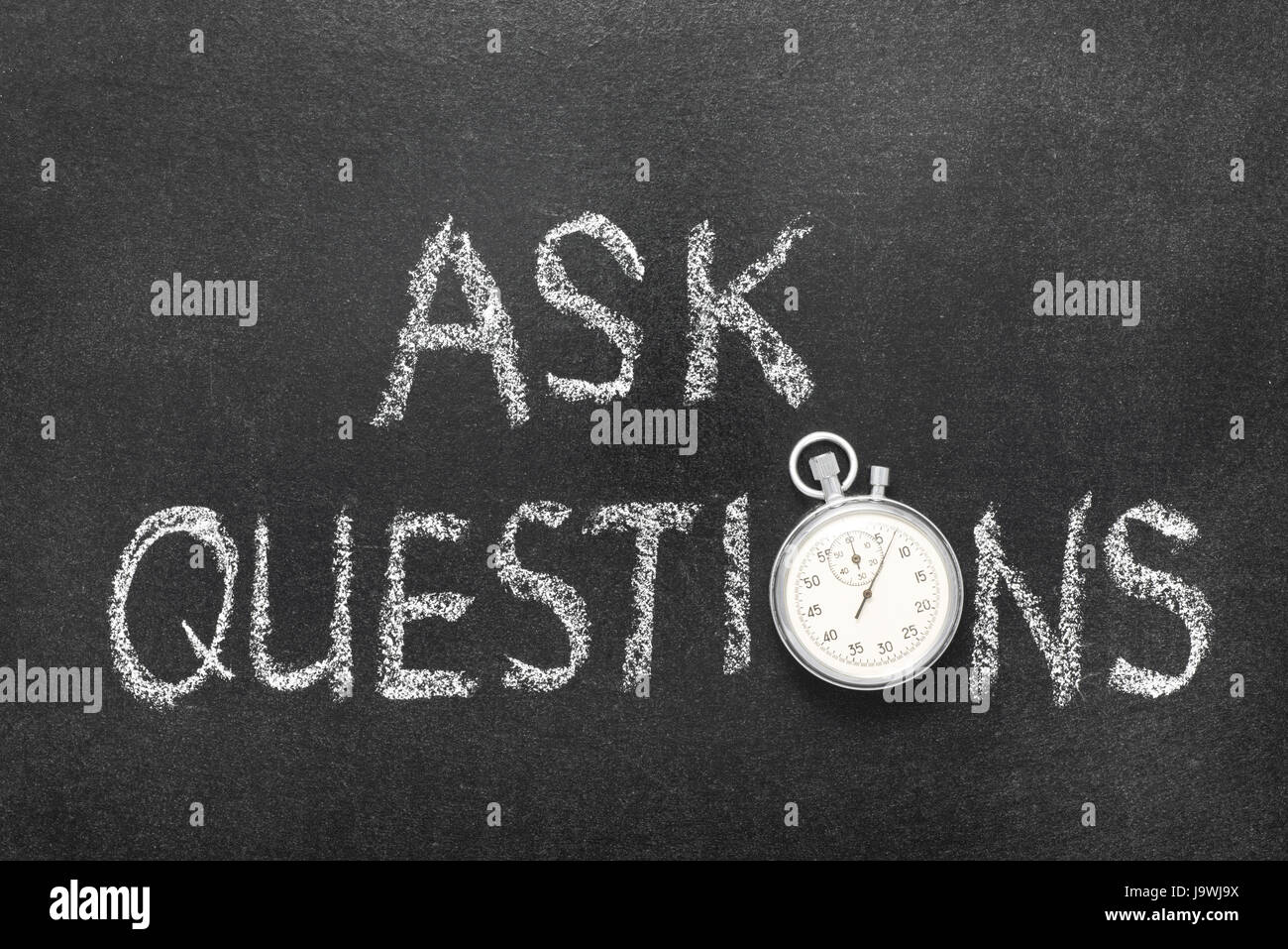 ask questions phrase handwritten on chalkboard with vintage precise ...
